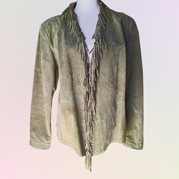 Dialogue | Jackets & Coats | Dialogue Leather Jacket Womens Green Size ...